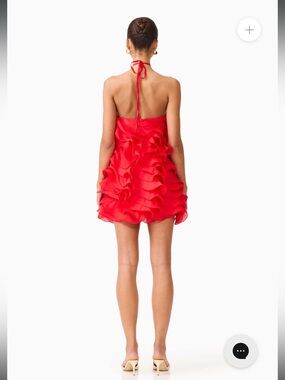 Elliatt | Dresses | Elliatt Yvette Red 3d Floral Applique Tiered Halter ...